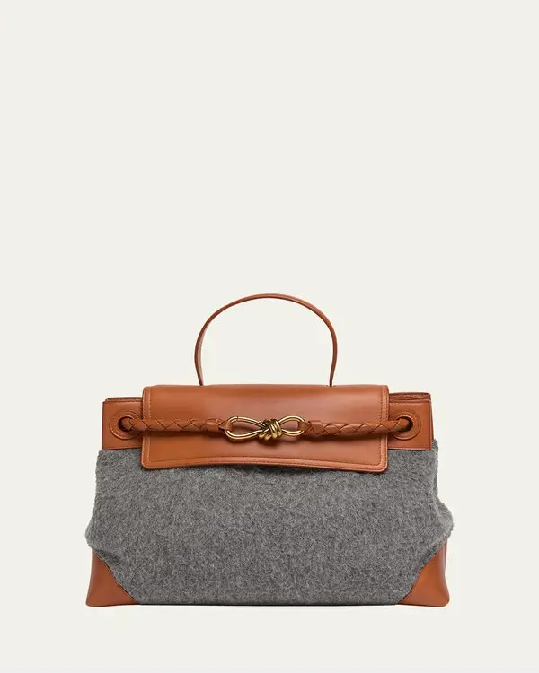 Bottega Veneta Medium Felt & Leather Top-handle Bag
