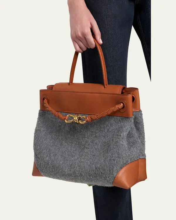Bottega Veneta Medium Felt & Leather Top-handle Bag