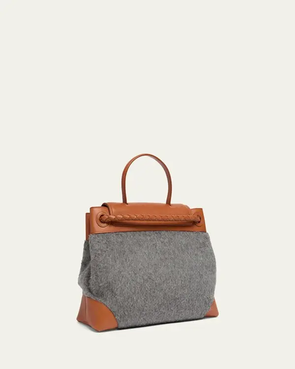 Bottega Veneta Medium Felt & Leather Top-handle Bag