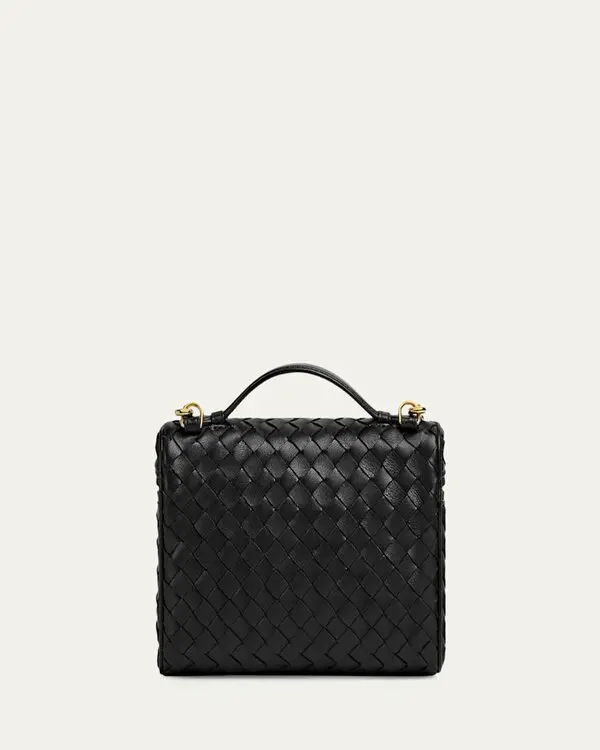 Bottega Veneta Small Vanity Intrecciato Leather Crossbody Bag - Black