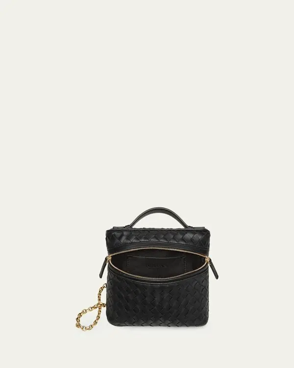 Bottega Veneta Small Vanity Intrecciato Leather Crossbody Bag - Black