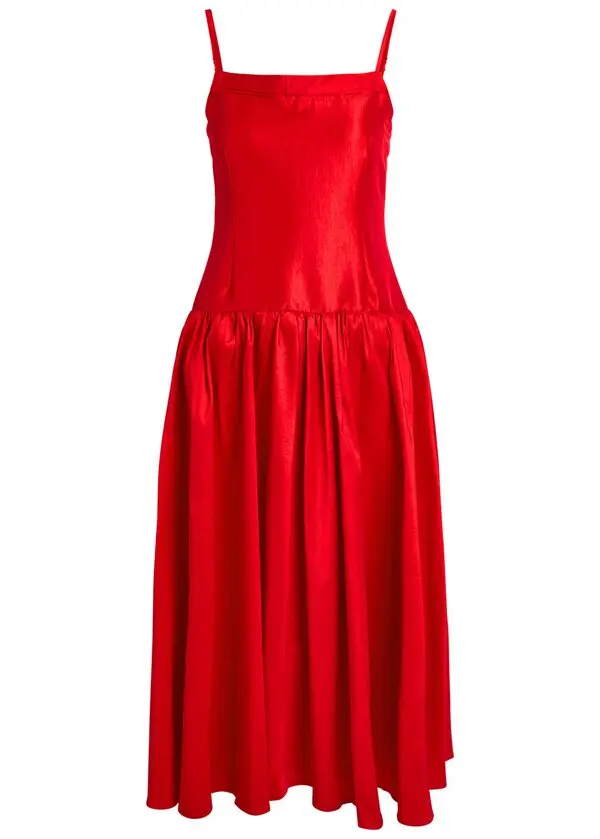 SISTER JANE Quartet Taffeta Midi Dress - Red