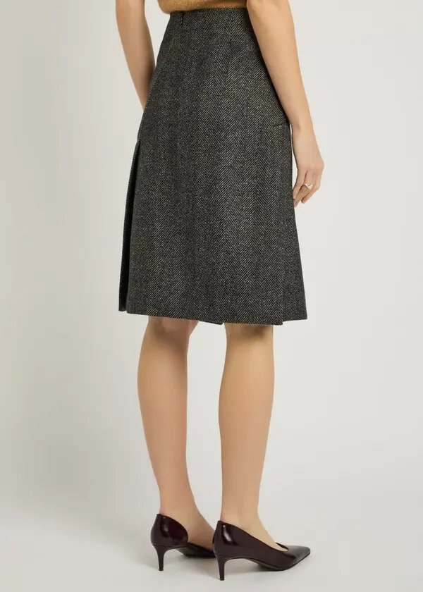 Stella McCartney Herringbone Wool Knee-length A-line Skirt