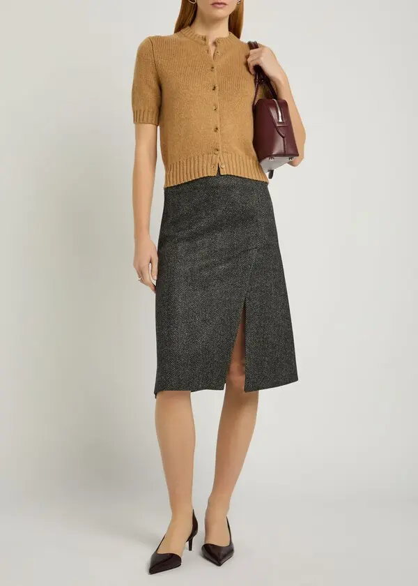 Stella McCartney Herringbone Wool Knee-length A-line Skirt