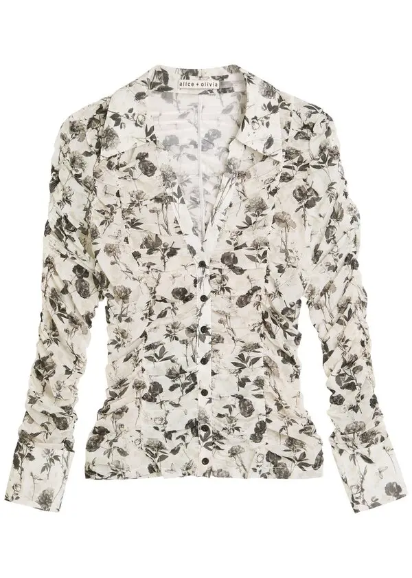 Alice + Olivia Portia Ruched Mesh Shirt - Multicoloured