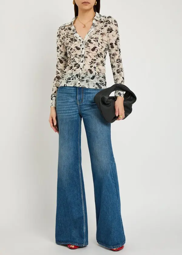 Alice + Olivia Portia Ruched Mesh Shirt - Multicoloured