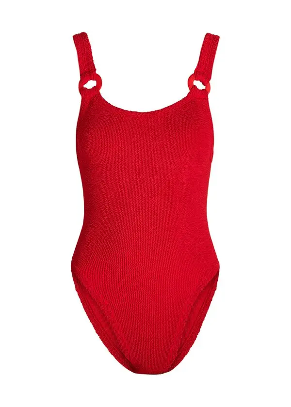 Hunza G Domino Crinkle One Piece Swimsuit - Red