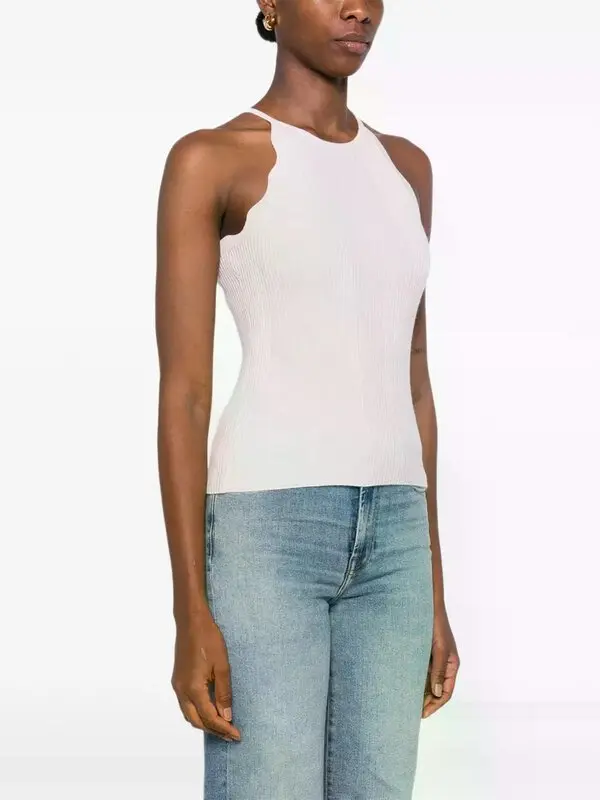 ALLUDE Scalloped Ribbed Tank Top