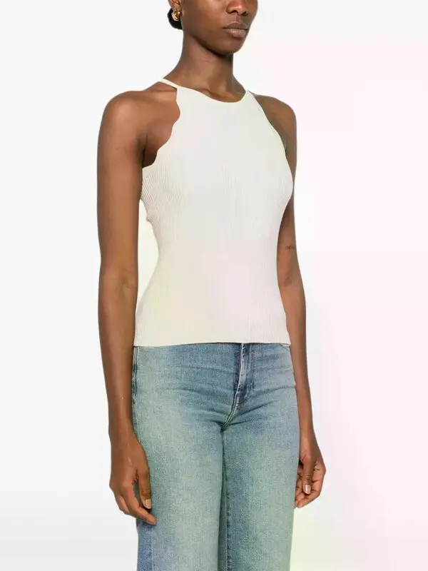 ALLUDE Scalloped Ribbed Tank Top