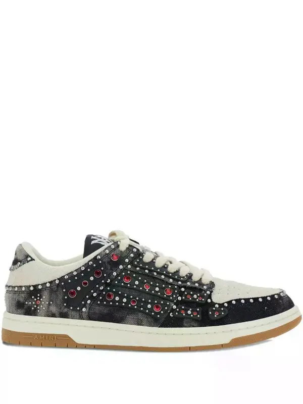 Amiri Studded Bone Appliqué Low Top Sneakers - Grey