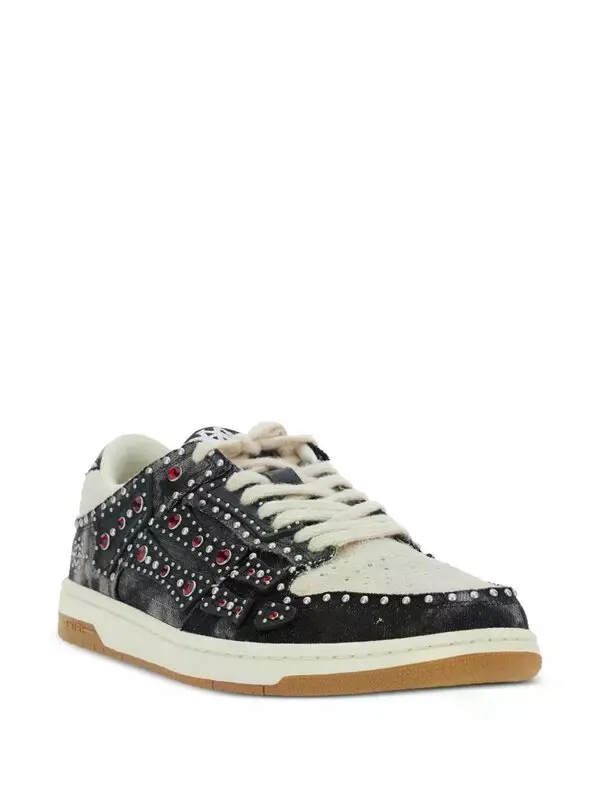 Amiri Studded Bone Appliqué Low Top Sneakers - Grey