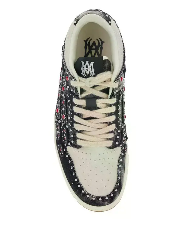 Amiri Studded Bone Appliqué Low Top Sneakers - Grey
