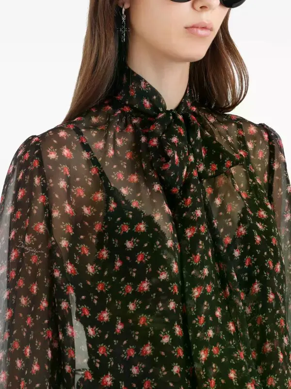 Dolce & Gabbana Floral Tie-neck Blouse
