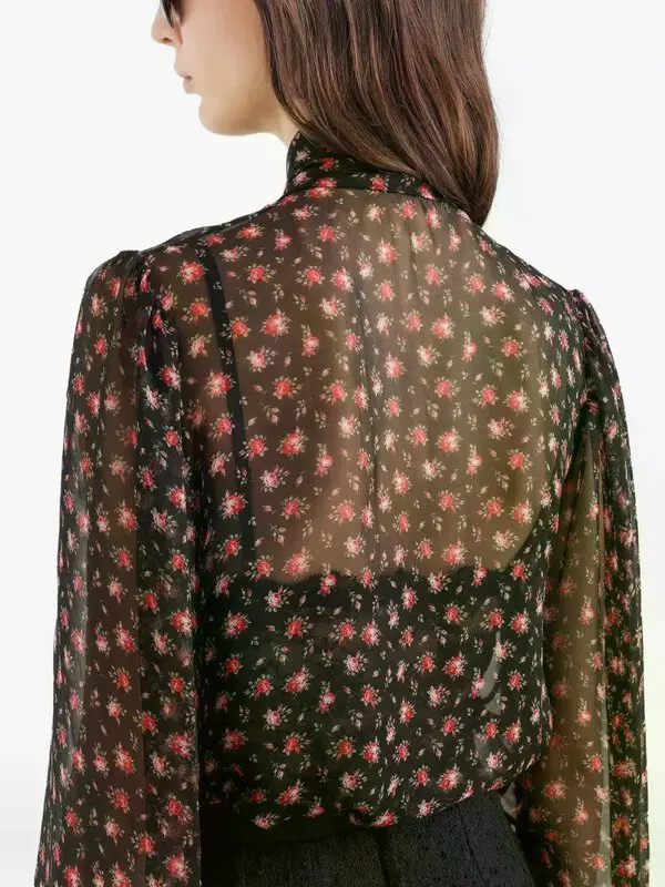 Dolce & Gabbana Floral Tie-neck Blouse