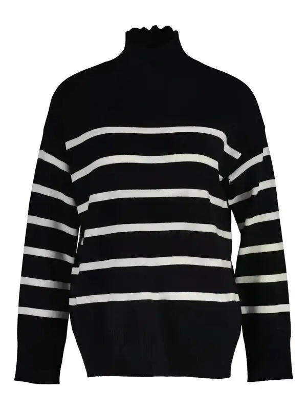 Gant Striped Mock Neck Sweater - Blue