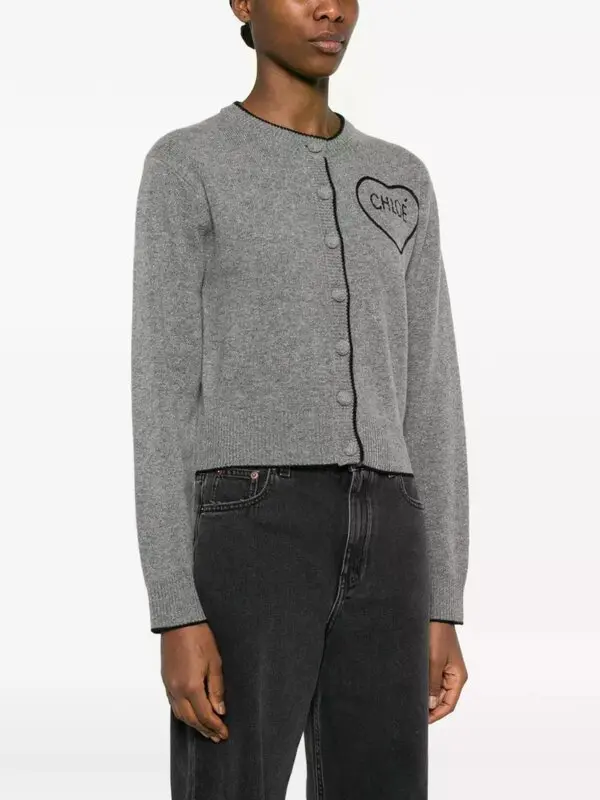 Chloé Heart-motif Buttoned Cardigan - Grey