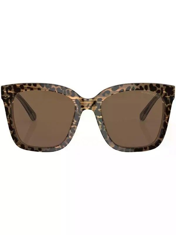 Michael Kors Leopard-print Square-frame Sunglasses - Brown