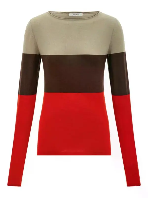 FERRAGAMO Color-block Long-sleeve Top