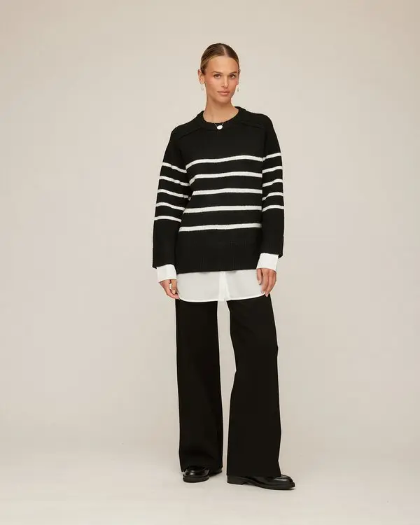 Karen Kane Contrast Piped Wide Leg Pants