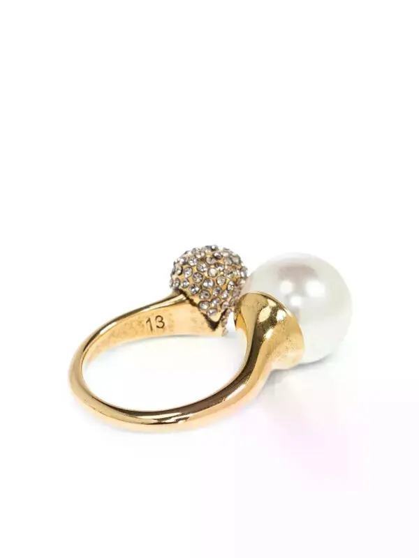 Alexander McQueen Pearl And Crystal Embellished Skull Ring