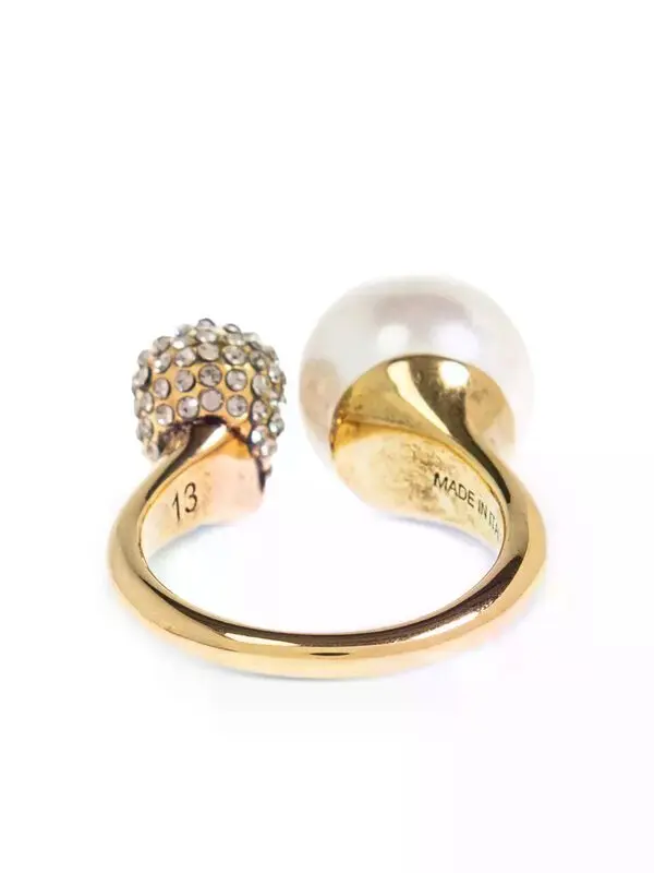 Alexander McQueen Pearl And Crystal Embellished Skull Ring
