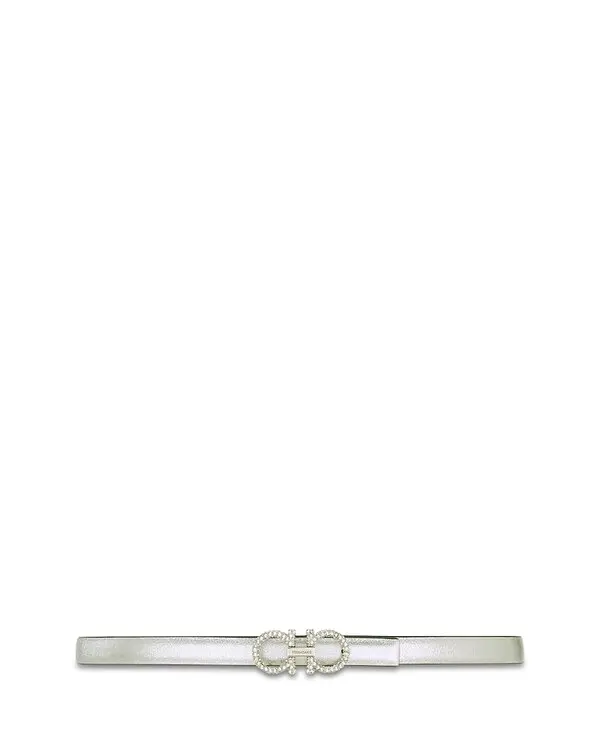 FERRAGAMO Donna Reversible Leather Belt - Argento