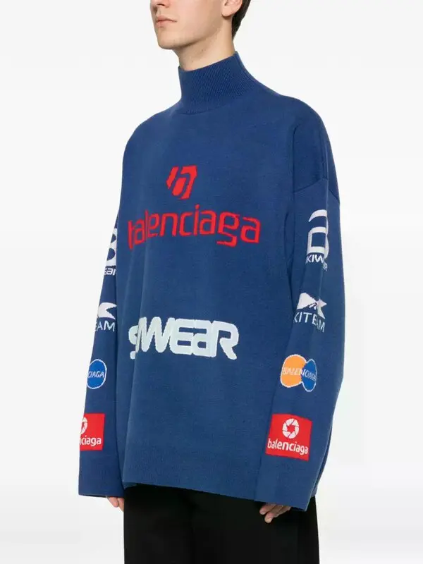 Balenciaga Sponsor Jacquard Turtleneck Sweater