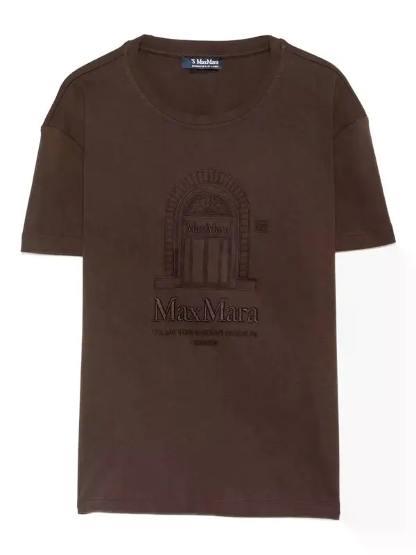 Max Mara Logo Embroidered T-shirt - Brown