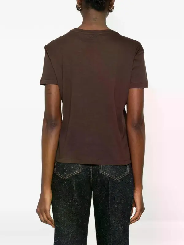 Max Mara Logo Embroidered T-shirt - Brown