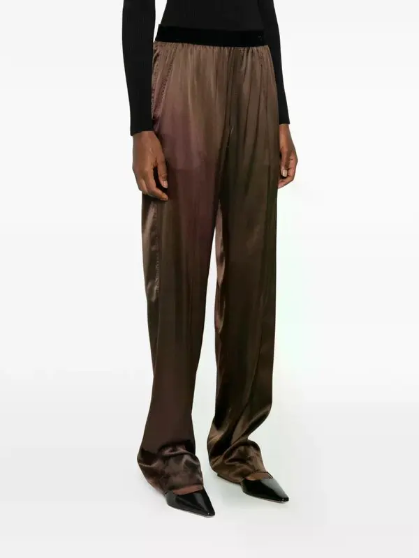 TOM FORD Logo-embroidered Trousers - Brown