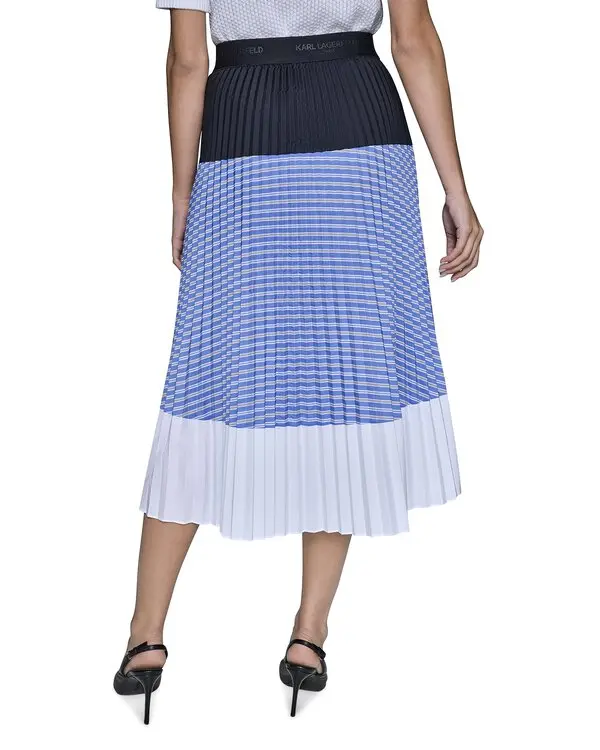 Karl Lagerfeld Paris Color Block Pleated Midi Skirt
