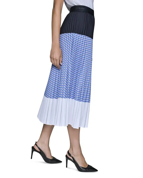 Karl Lagerfeld Paris Color Block Pleated Midi Skirt