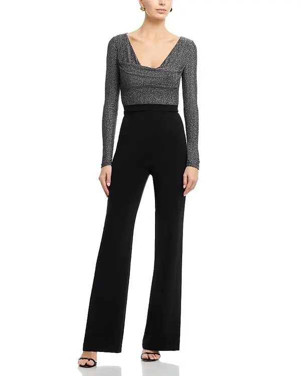 Black Halo Rafaela Color Block Jumpsuit - Silver Static/black