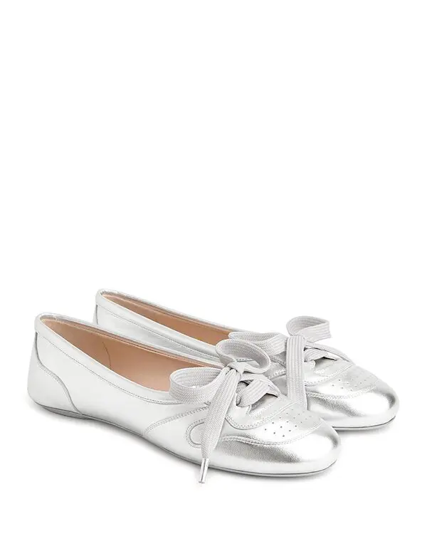 GIANVITO ROSSI Vault Ballerinas - Silver Nappa Leather
