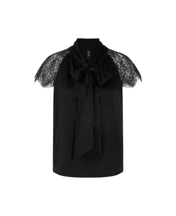 MARC CAIN Silk Blouse With Bow Detail
