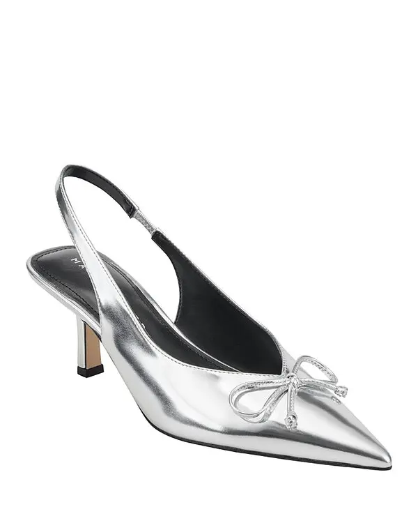 MARC FISHER LTD. Gretel Leather Slingback Pumps - Silver
