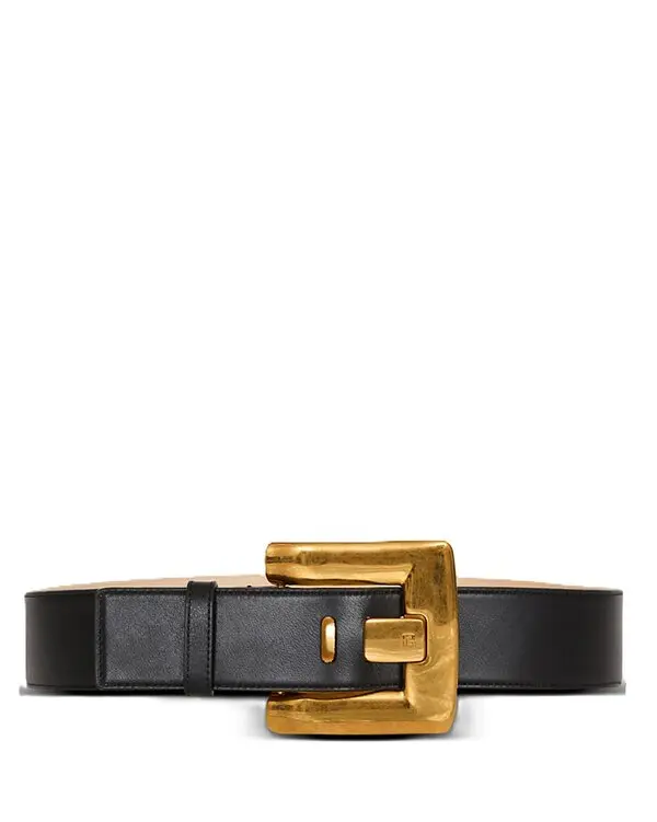 Balmain Anthem Calfskin Leather Belt - Black