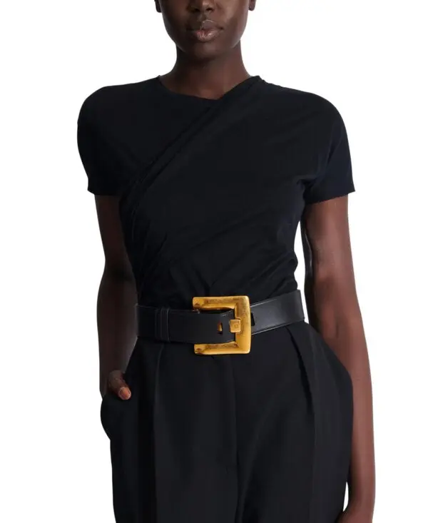 Balmain Anthem Calfskin Leather Belt - Black