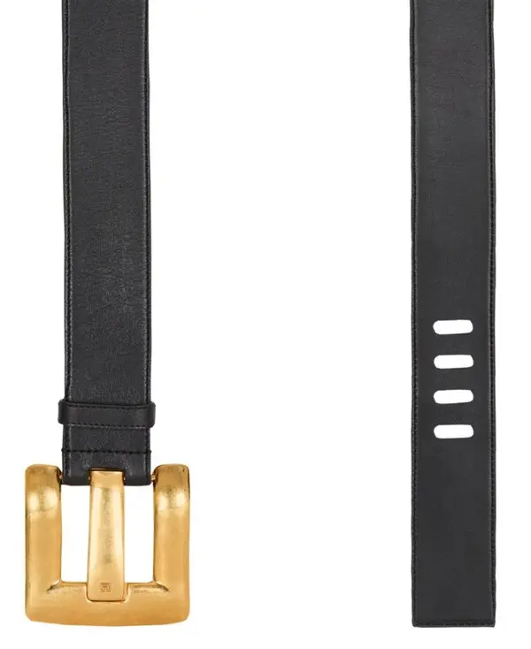 Balmain Anthem Calfskin Leather Belt - Black