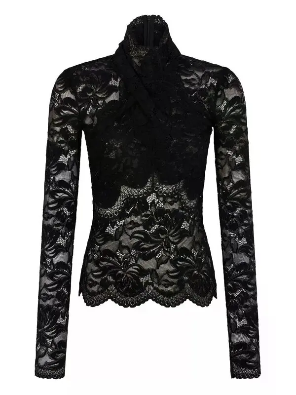 Rabanne Lace Long-sleeve Blouse - Black