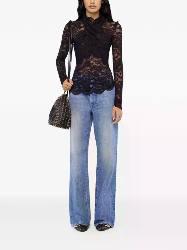 Rabanne Lace Long-sleeve Blouse - Black