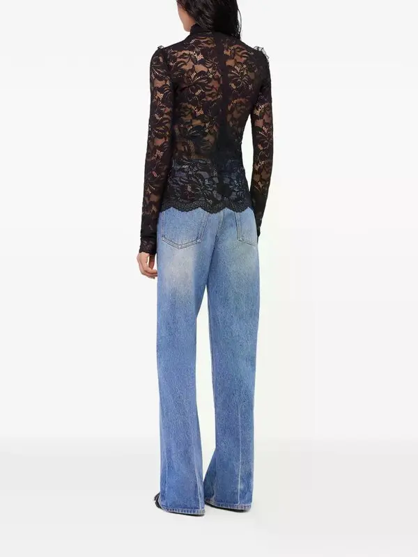 Rabanne Lace Long-sleeve Blouse - Black