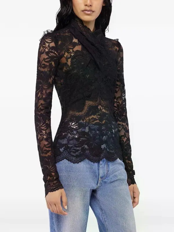Rabanne Lace Long-sleeve Blouse - Black
