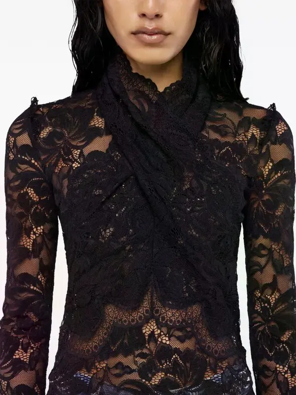 Rabanne Lace Long-sleeve Blouse - Black