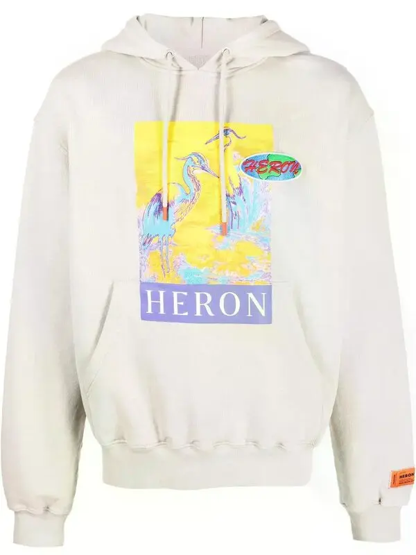 Heron Preston Logo-print Cotton Hoodie - Neutrals