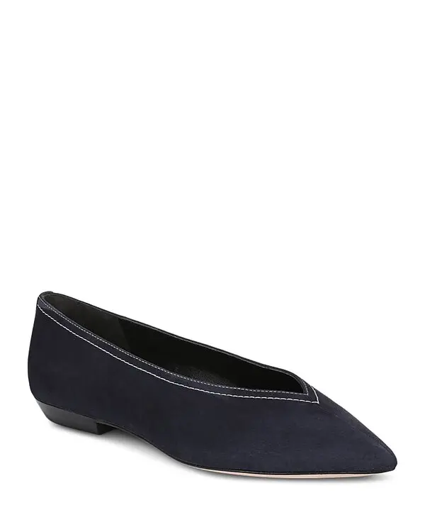 Veronica Beard Bancroft Pointed Toe Flats - Navy