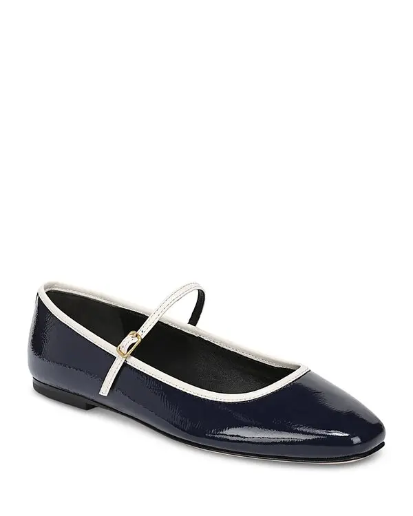 Veronica Beard Ellie Mary Jane Flats - Navy/ecru