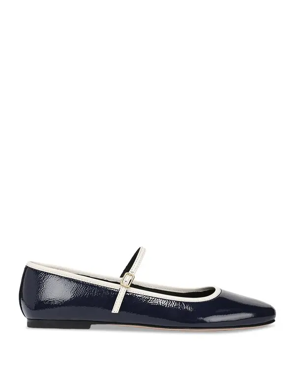 Veronica Beard Ellie Mary Jane Flats - Navy/ecru
