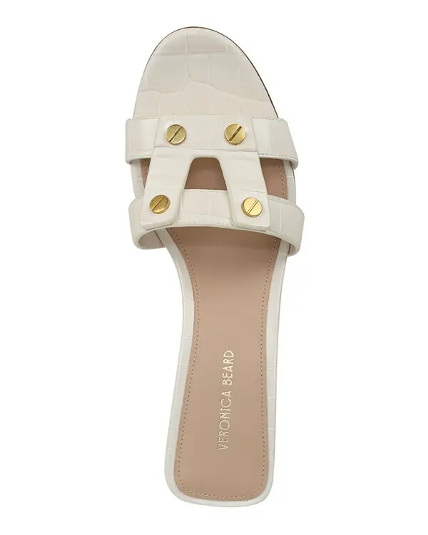 Veronica Beard Via Studded Slide Sandals - Ecru