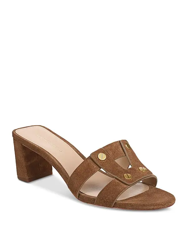 Veronica Beard Via Studded Slide Sandals - Chestnut